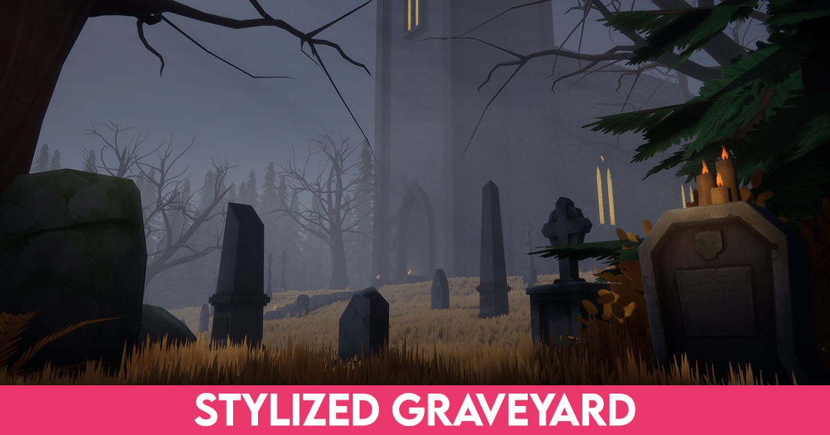 Stylized Graveyard with Church | 3D Fantasy | Unity Asset Store