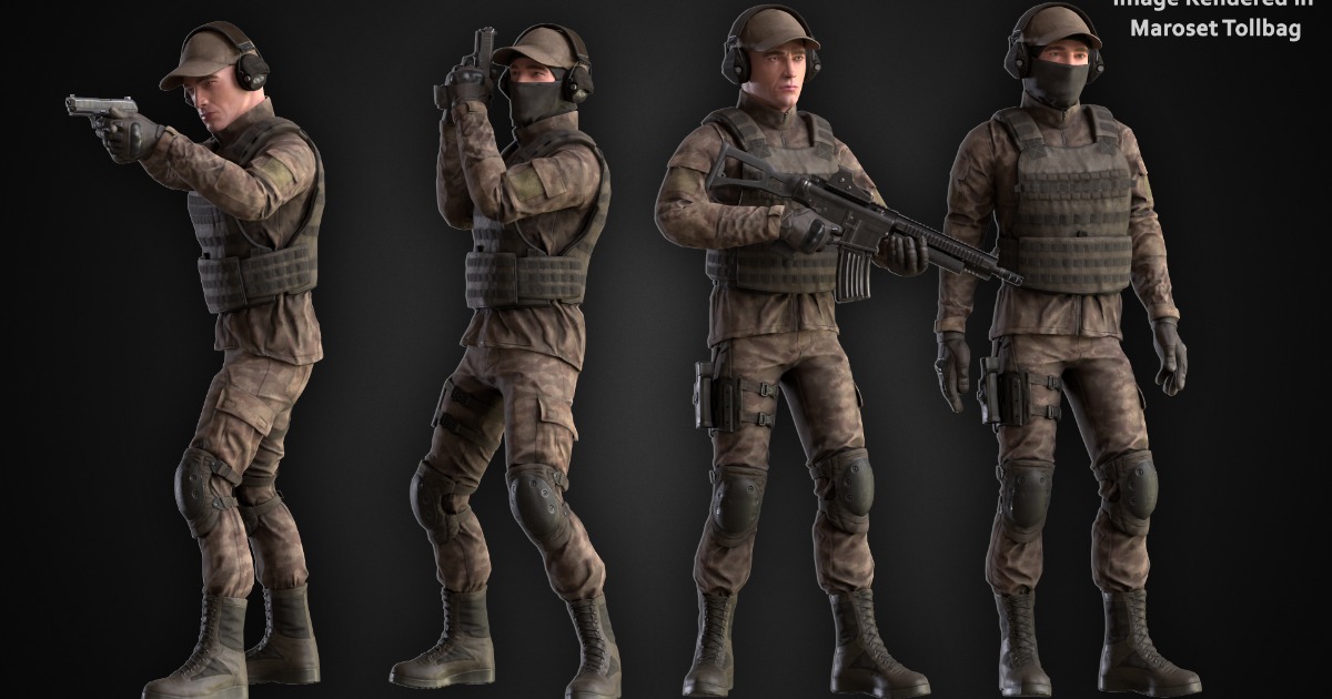 Light Soldier in Cap Desert | Characters | Unity Asset Store