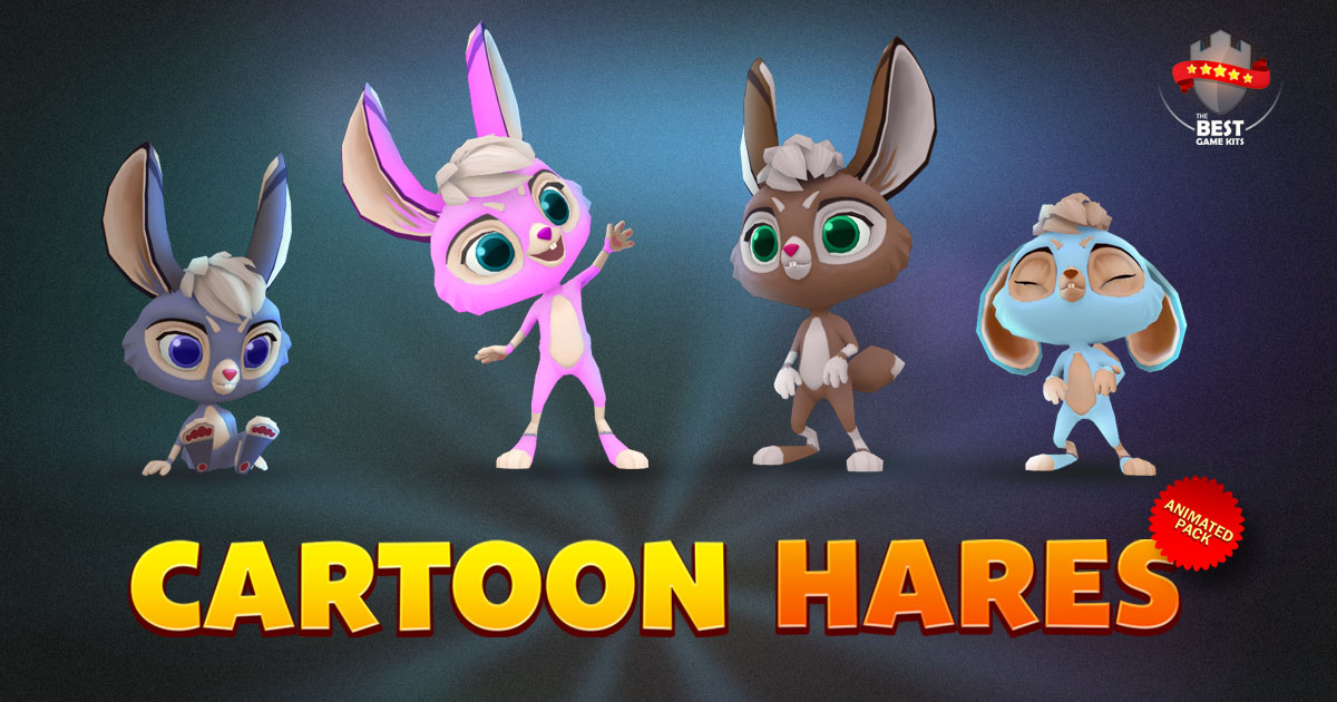 Cartoon hares animated pack | 3D Animals | Unity Asset Store