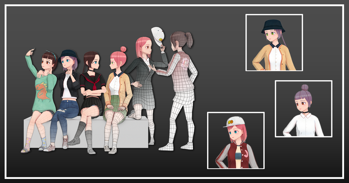 Clothes Switchable Anime Girl | Characters | Unity Asset Store