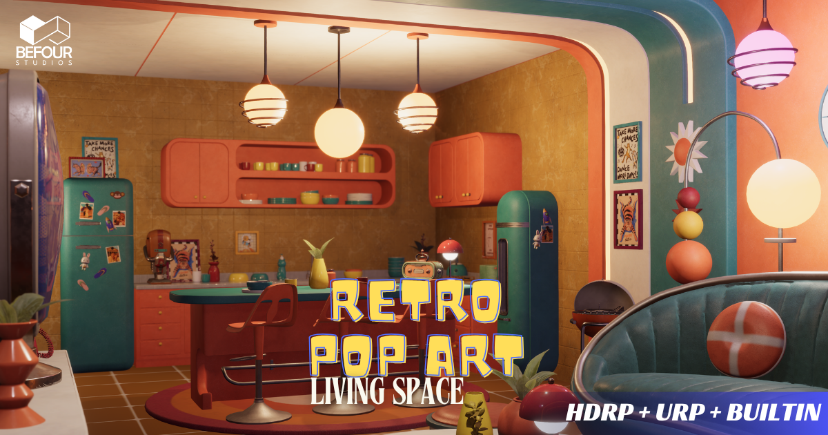 Retro Pop Art Living Space Environment 3d Environments Unity Asset