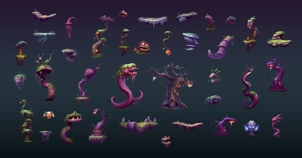 Animated fantasy death forest environment platformer tileset vol.2 | 2D ...