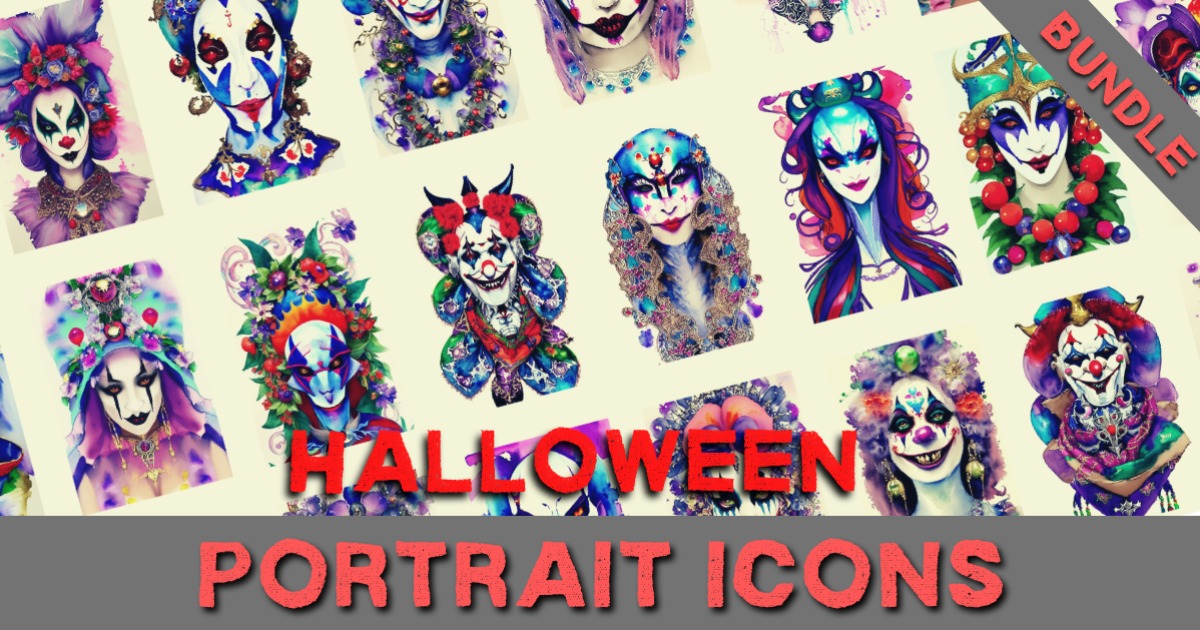 Character Portrait Bundle - Halloween Clowns | 2D Icons | Unity Asset Store