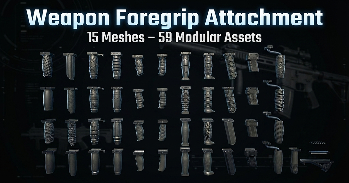 Weapon Foregrip Attachment | 3D Guns | Unity Asset Store