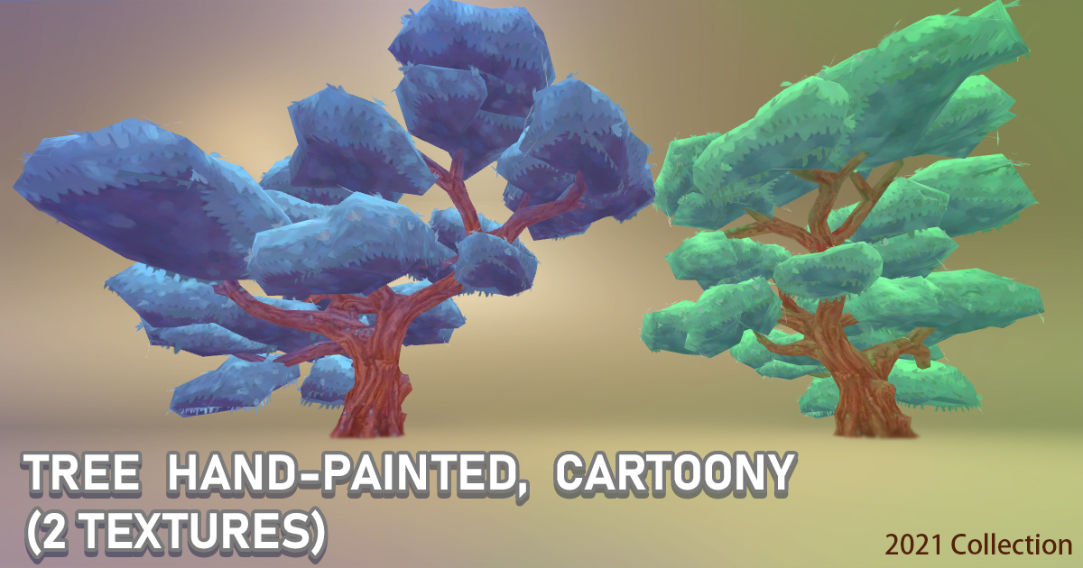 Tree, Hand-painted, Cartoon (2021 Collection) | 3D Trees | Unity Asset ...