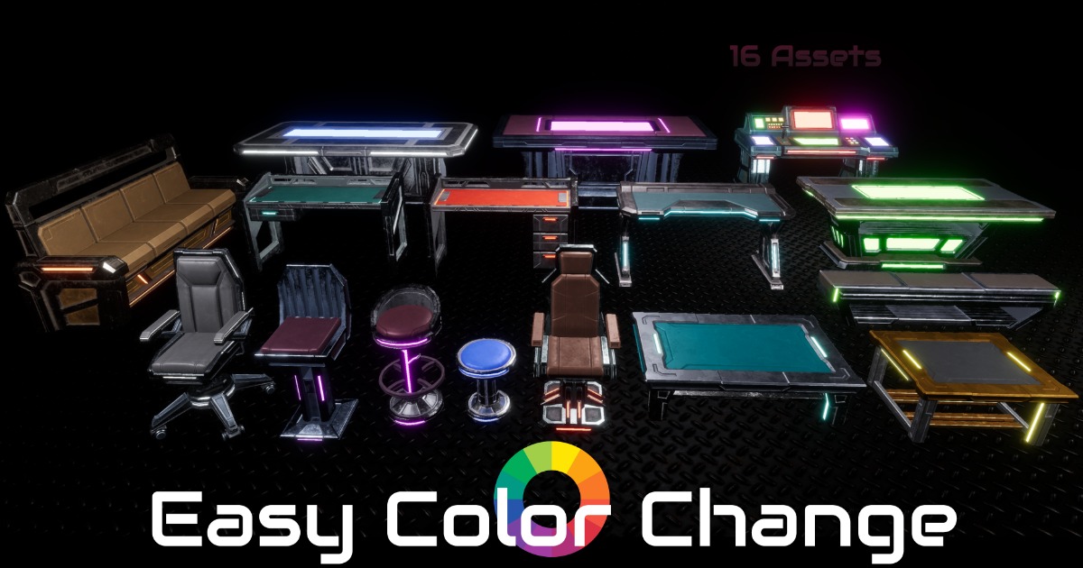 Sci-fi Tables and Chairs Props Pack | 3D Furniture | Unity Asset Store