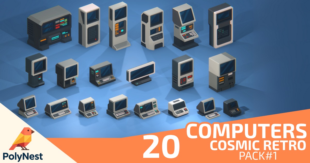 Low Poly Sci-Fi Computer Pack Vol. 1 - 20 Retro Consoles | 3D Sci-Fi | Unity Asset Store