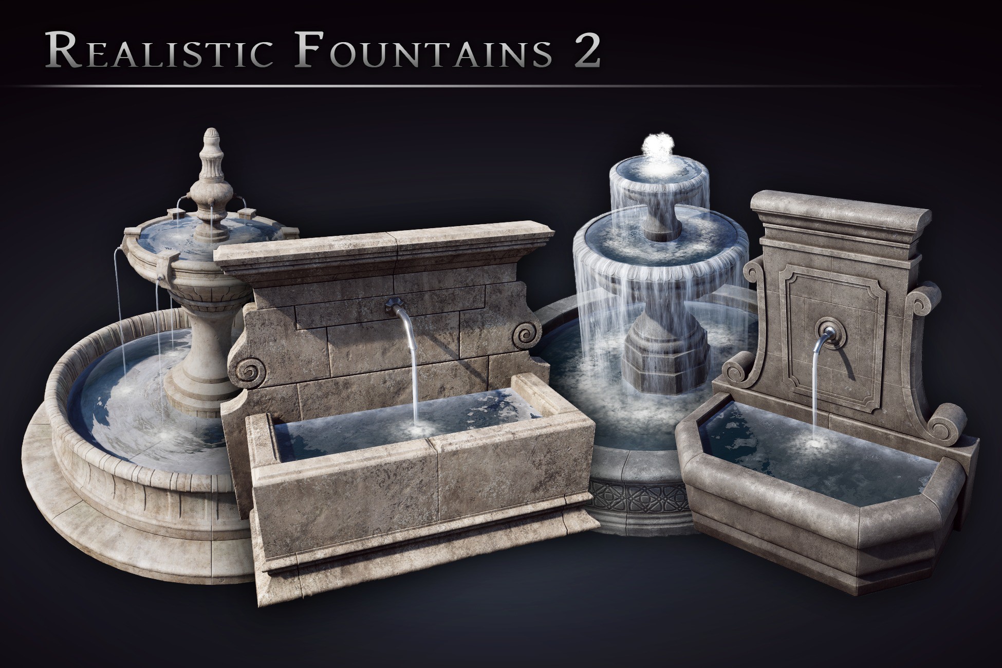 Realistic Fountains 2 | 3D 小道具 | Unity Asset Store