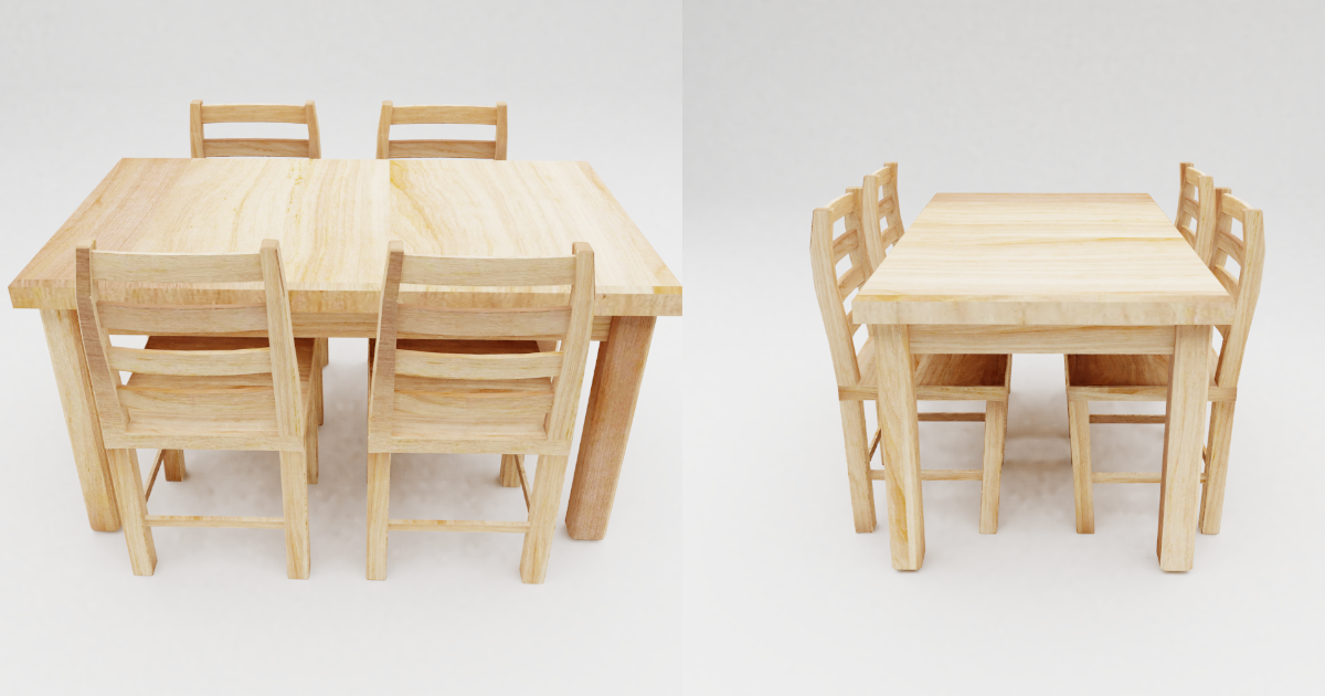 Wooden chairs and table | 3D Interior | Unity Asset Store
