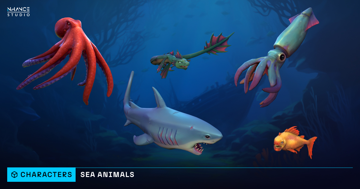 Stylized Sea Animals Pack #2 | 3D Animals | Unity Asset Store