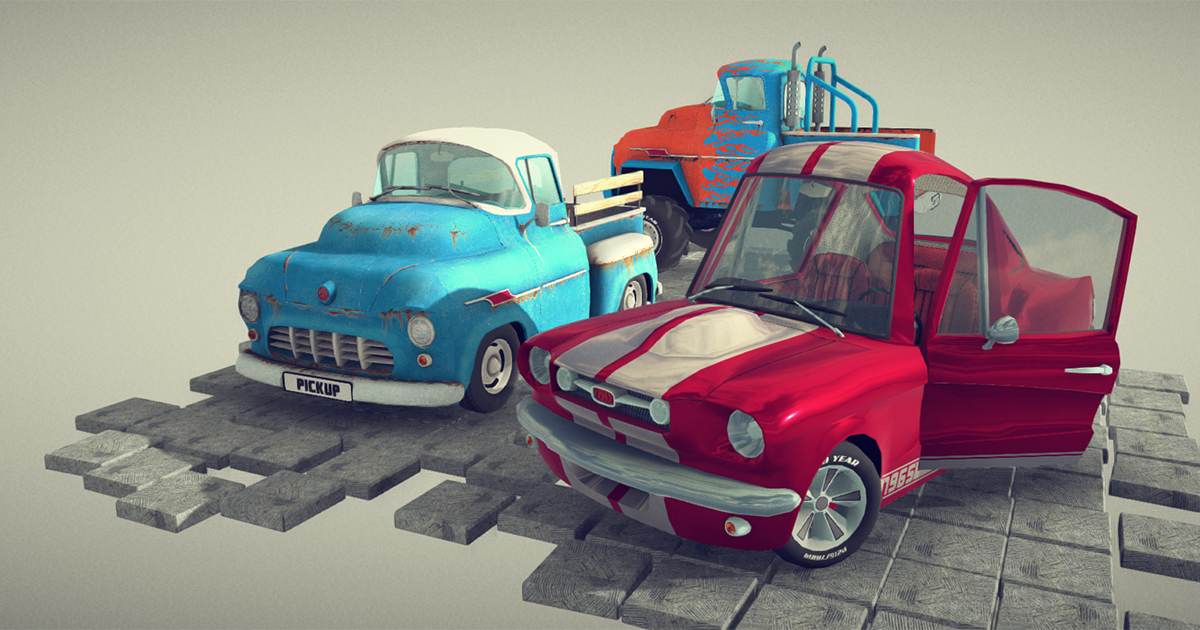 Retro Cartoon Cars Pack#2 | 3D Land | Unity Asset Store