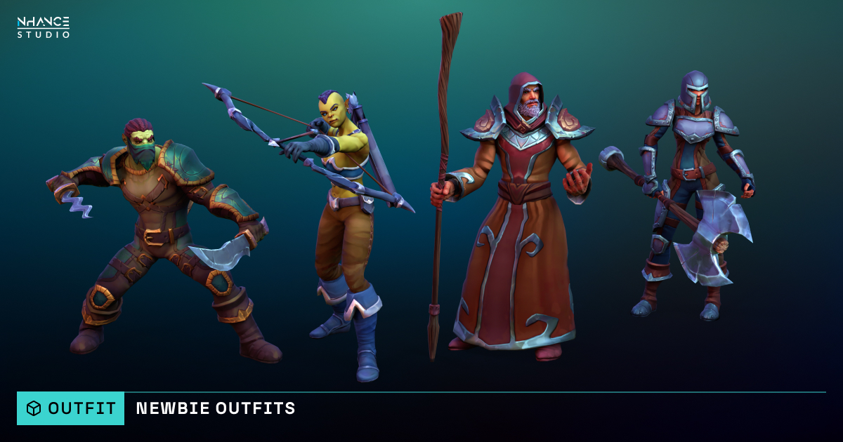Stylized Fantasy Newbie Outfits Pack | 3D Characters | Unity Asset Store