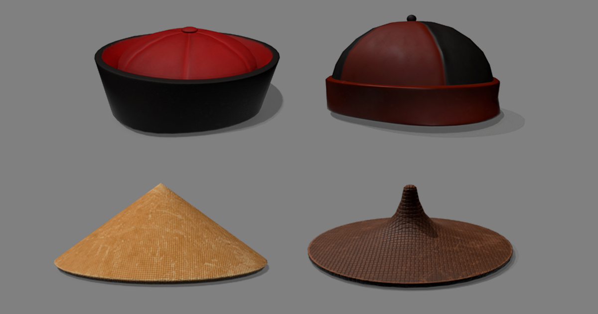 Asian Hats Pack | 3D Clothing | Unity Asset Store