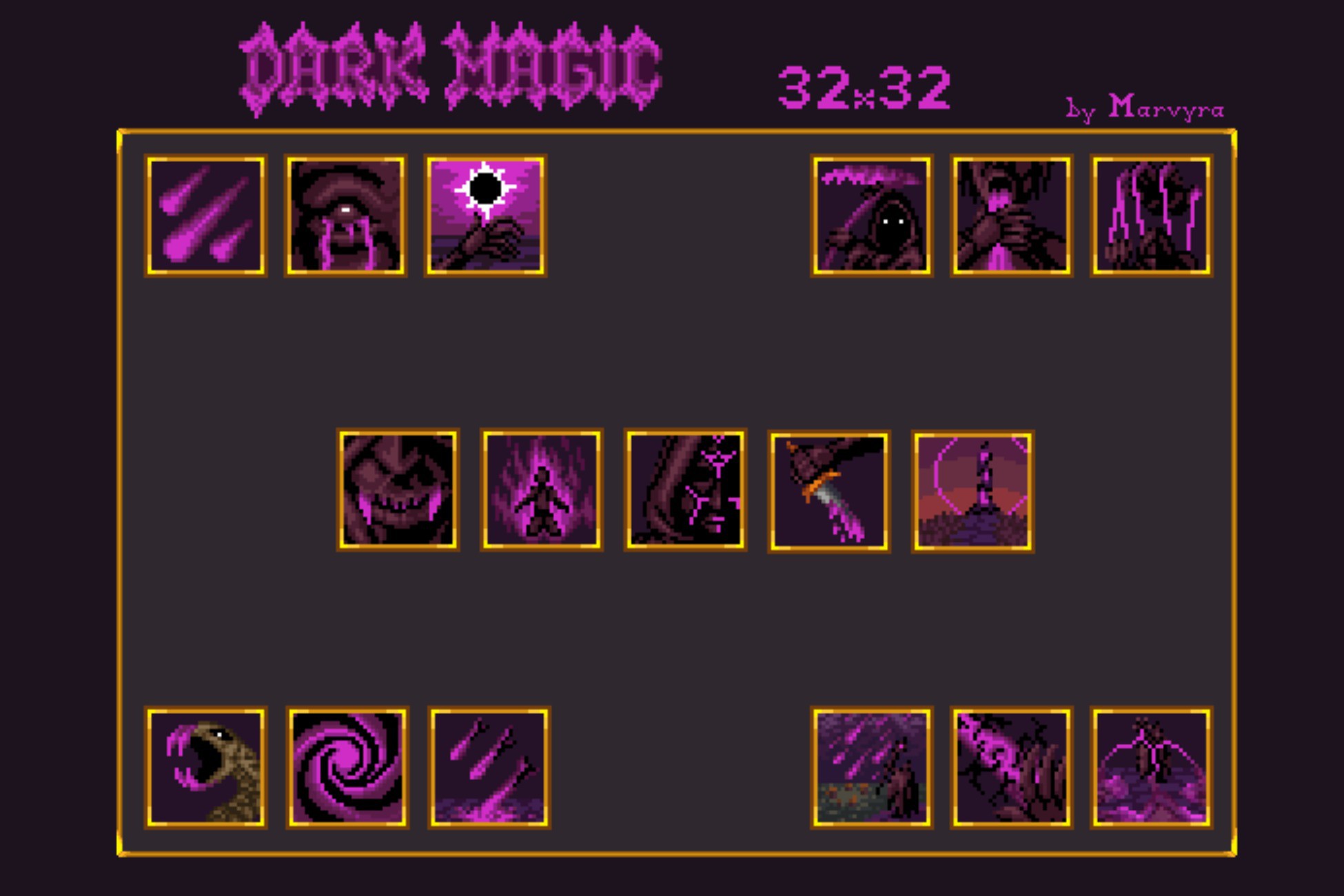 Unique Fantasy Dark Magic Icons [32x32] | 2D Icons | Unity Asset Store