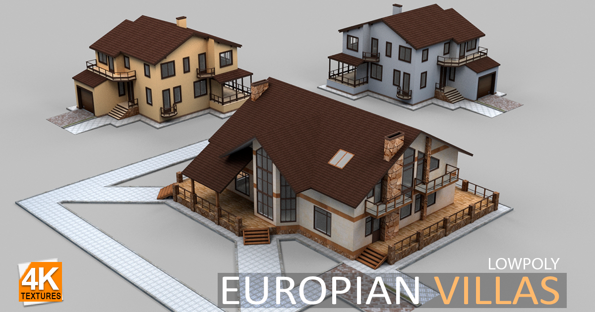 European Villas | 3D Urban | Unity Asset Store