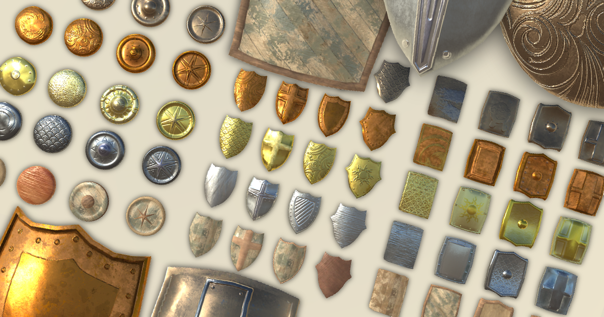 Complete Shield Pack (60 Items) | 3D | Unity Asset Store
