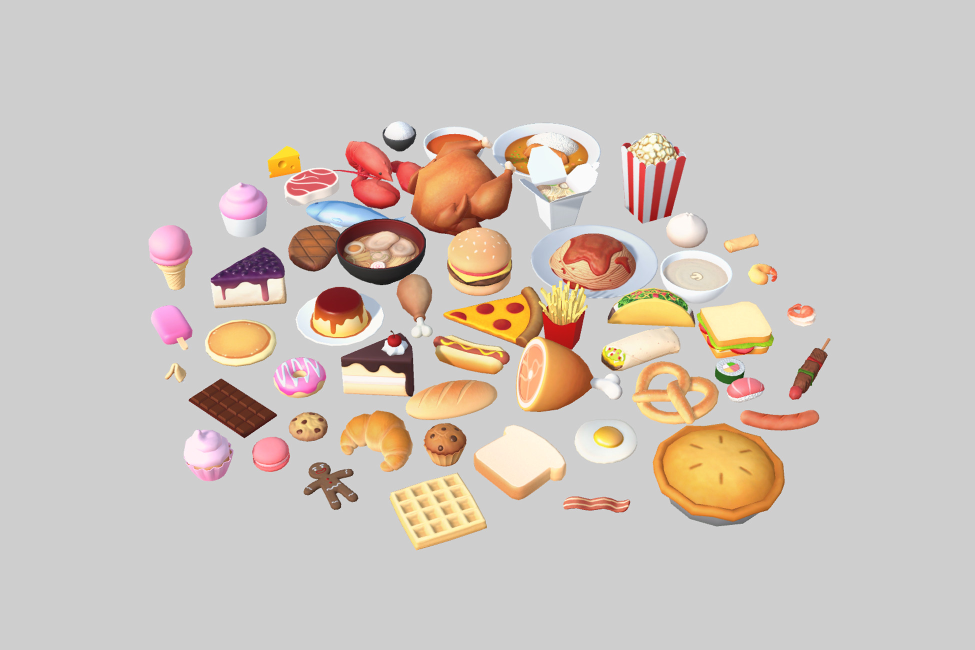Cartoon Food Pack Vol. 1 | 3D Food | Unity Asset Store