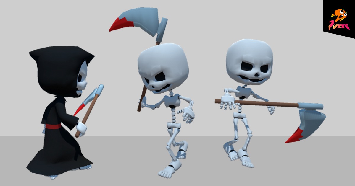 3D Character #038 - Skeleton / Death - Animated - Low Poly - FBX | 3D ...