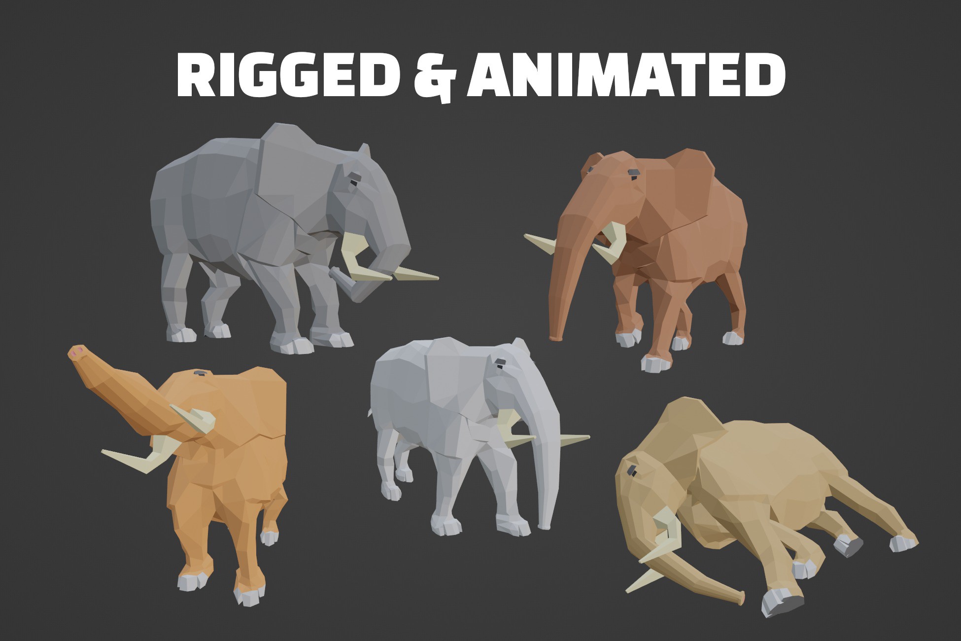 3D LOW POLY Elephant - ANIMATED | キャラクター | Unity Asset Store