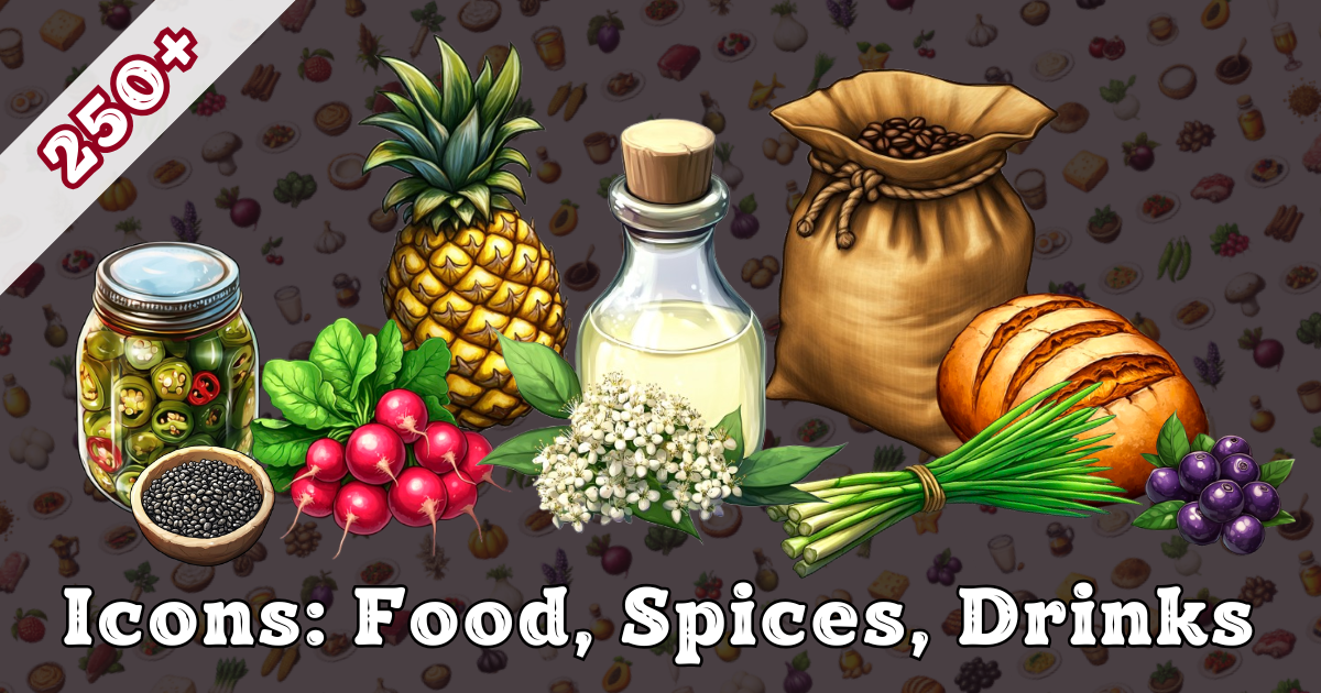 Icons: Food, Spices, Drinks – High-Quality 2D Pack for Games & UI | 2D ...