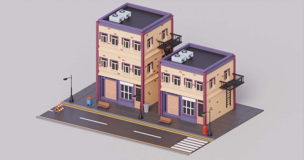 Low Poly New York Style White Brick Building | 3D Environments | Unity ...