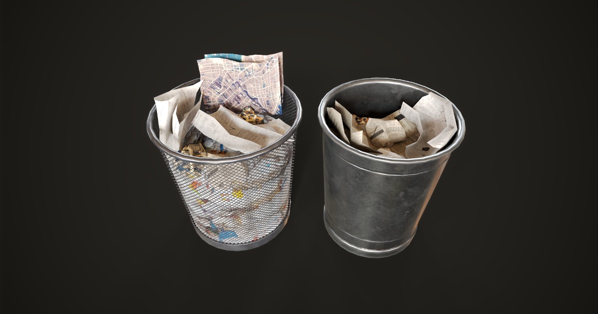 Trash bins 70s | 3D Interior | Unity Asset Store