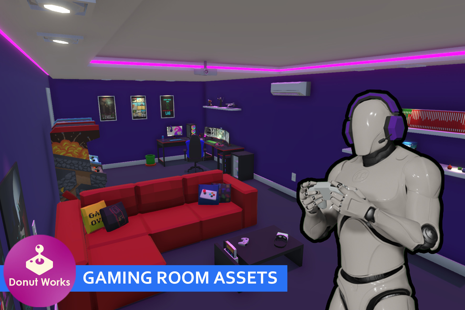 Gaming Room Assets - Donut Works | 3D Environments | Unity Asset Store