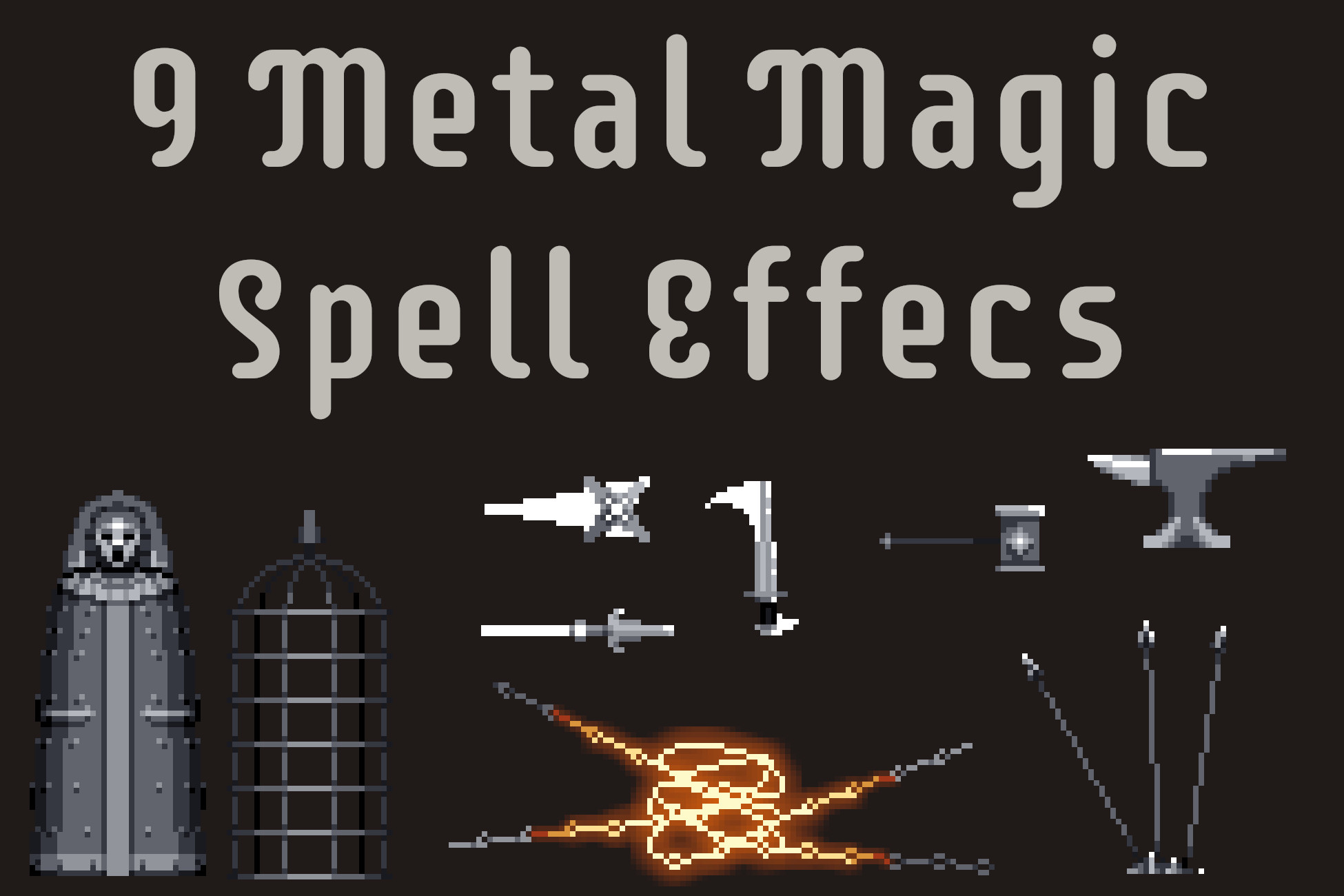 Metal Magic Spell Effects 1 + 2 - Pixel Art | 2D Textures & Materials ...