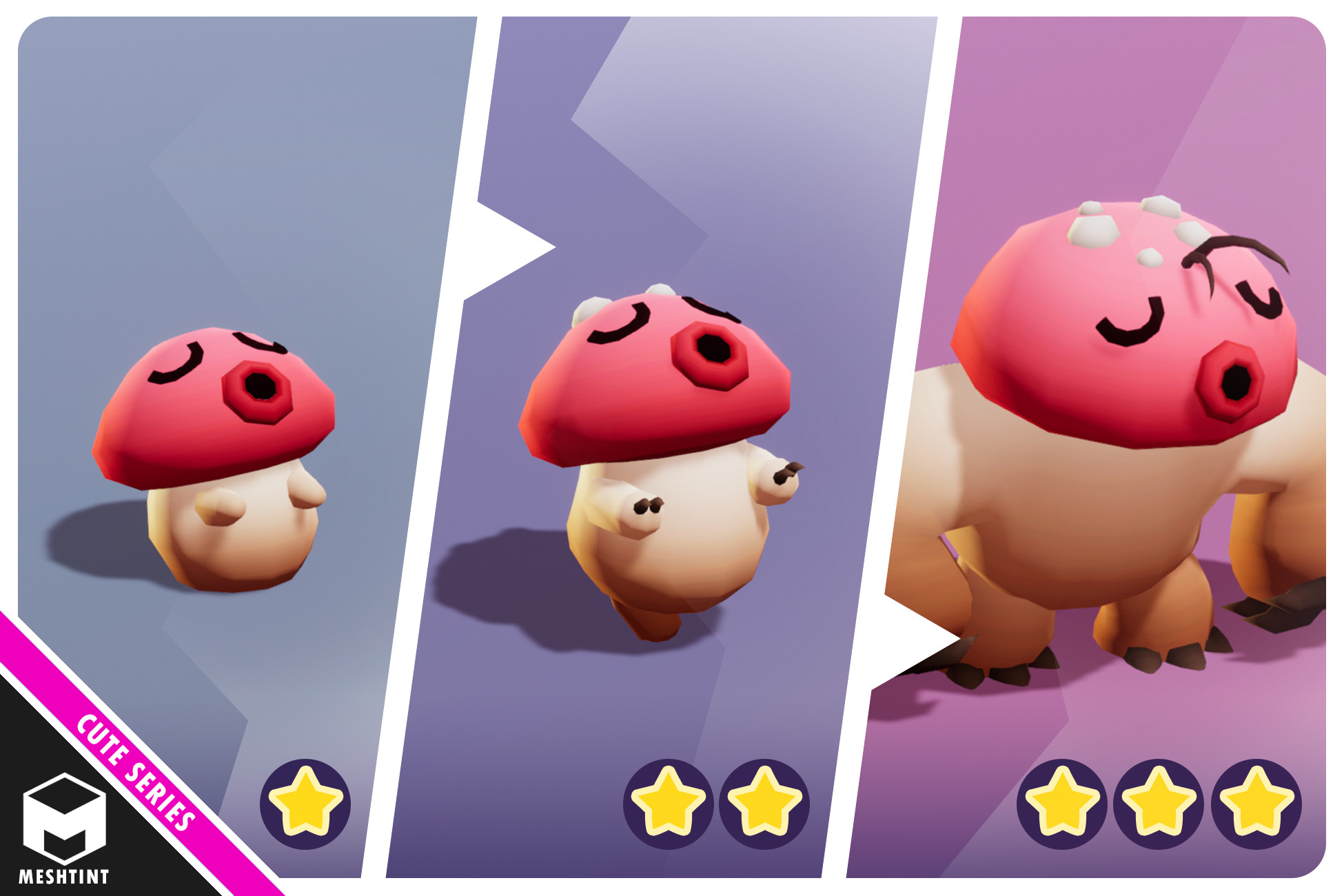 Mushroom Fungi Toadstool Evolution Pack Cute series | 3D Creatures ...
