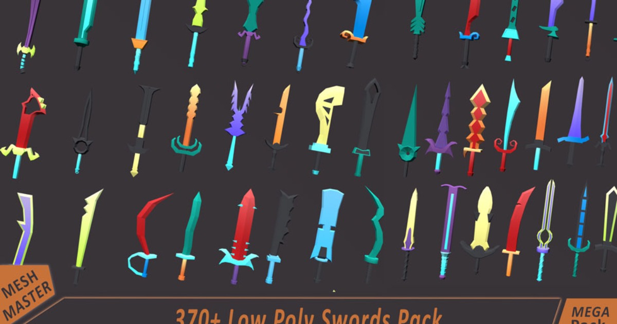 Low Poly Sword Library – 370+ Models | 3D Weapons | Unity Asset Store