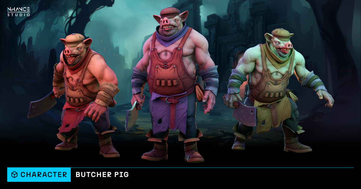 Stylized Modular Butcher Pig | 3D Characters | Unity Asset Store