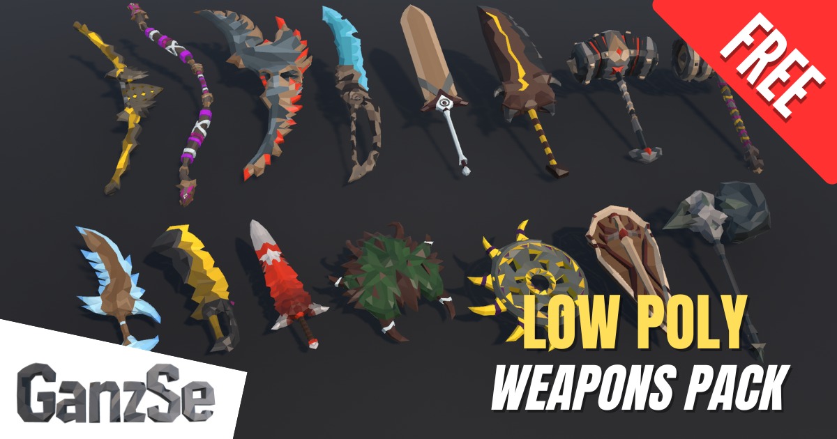GanzSe FREE Fantasy Low Poly Weapons Pack | 3D Weapons | Unity Asset Store