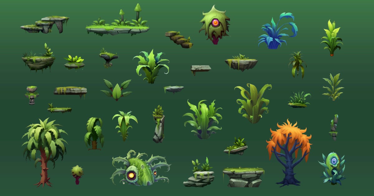 Animated 2D fantasy cartoon stylized forest platformer vol.4 | 2D ...