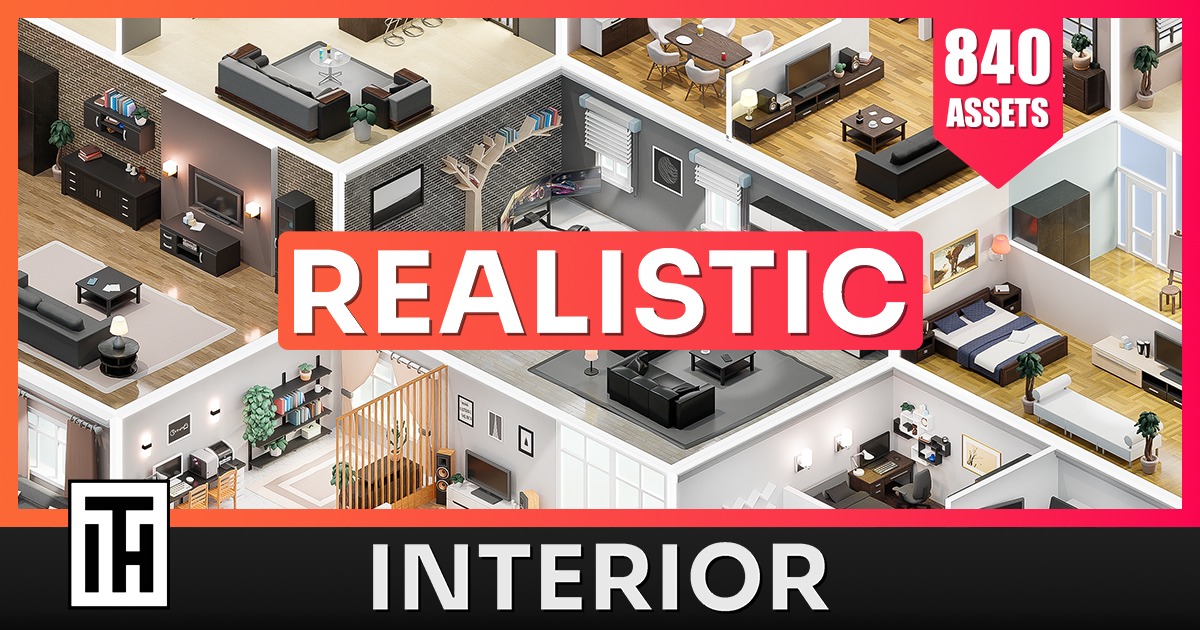 Interior Realistic - Low Poly 3D Models Pack | 3D Interior | Unity ...