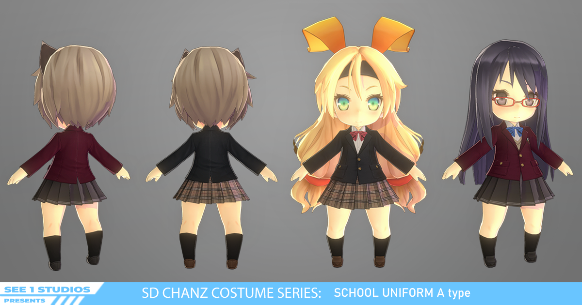 SD Chanz Costume Series - School Uniform A | 3D Characters | Unity ...