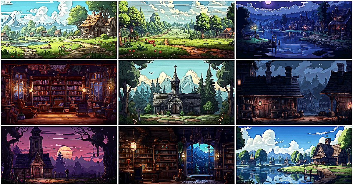 BACKGROUND - Pixel Village 2 | 2D Environments | Unity Asset Store