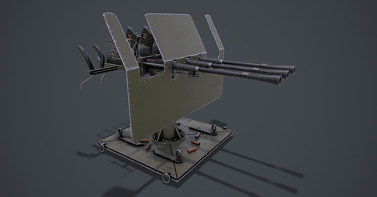 Machine gun turret 3d model | 3D Weapons | Unity Asset Store