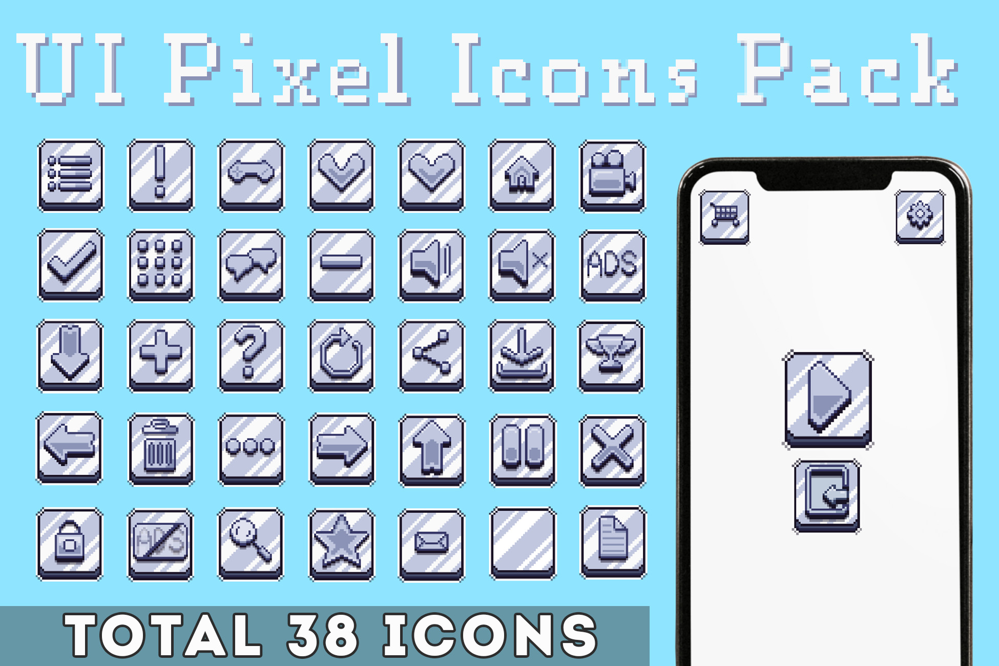 Mobile UI Pixel Icons Pack | 2D | Unity Asset Store