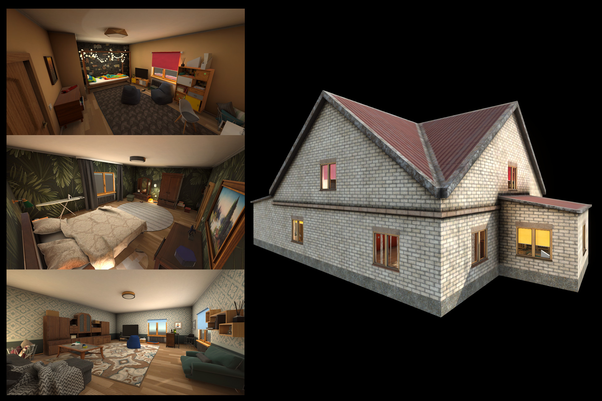 Two Storey Fully Furnished House | 3D Props | Unity Asset Store