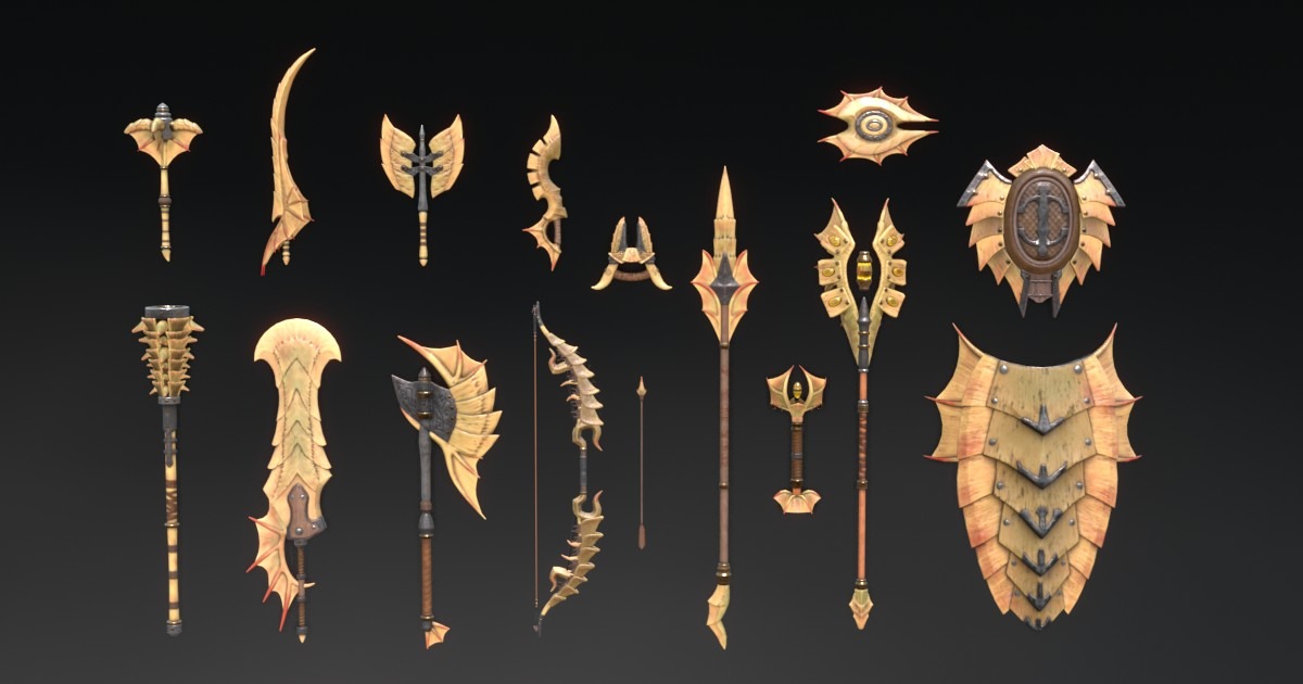 Fantasy Weapon Chitin set | 3D Weapons | Unity Asset Store