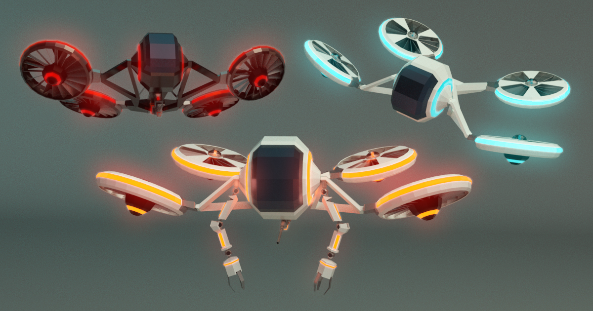 Low Poly Sci-Fi Drone 02 | 3D Air | Unity Asset Store