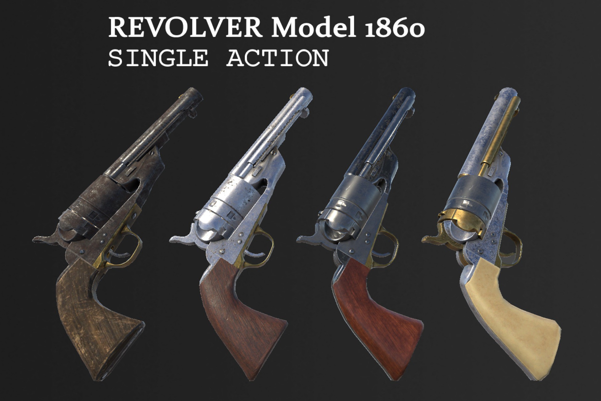 Old Revolver Model 1860 | 3D Weapons | Unity Asset Store