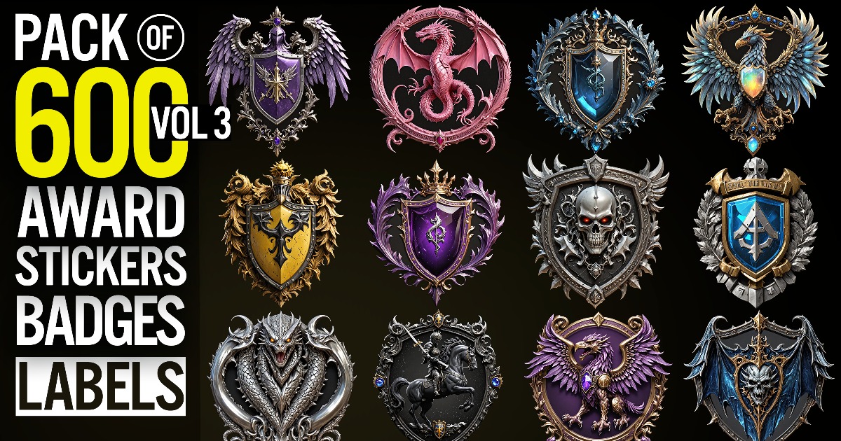 600 Game Pass: Badges, Stickers, Labels, Awards, Emblems, Medals, Signs ...