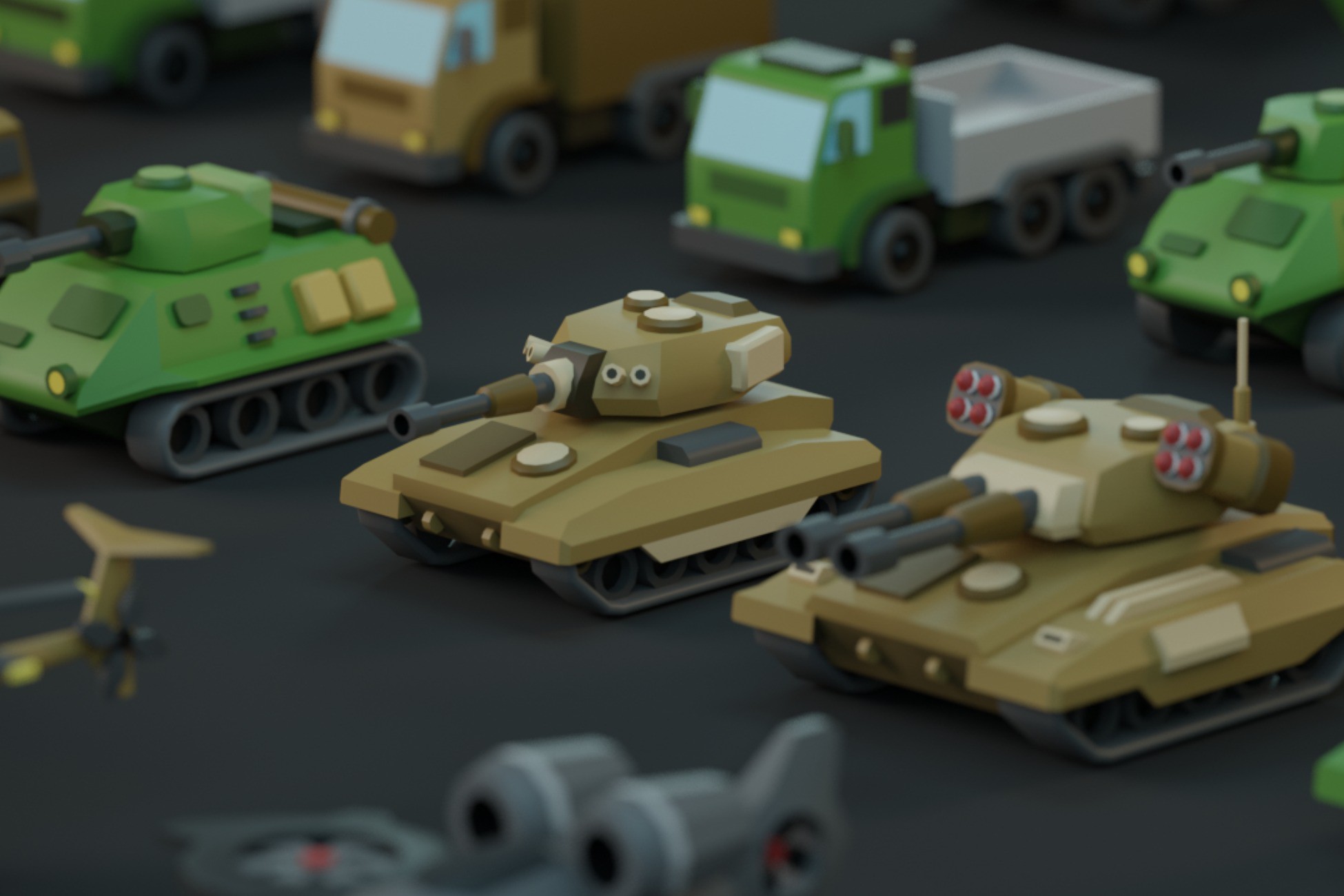 Lowpoly Military Armored Army Vehicles Strategy Assets Pack | 3D ...