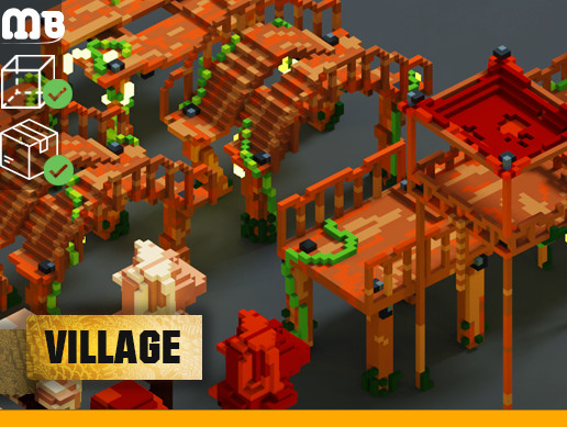 MB: voxel village in swamp | 3D 판타지 | Unity Asset Store