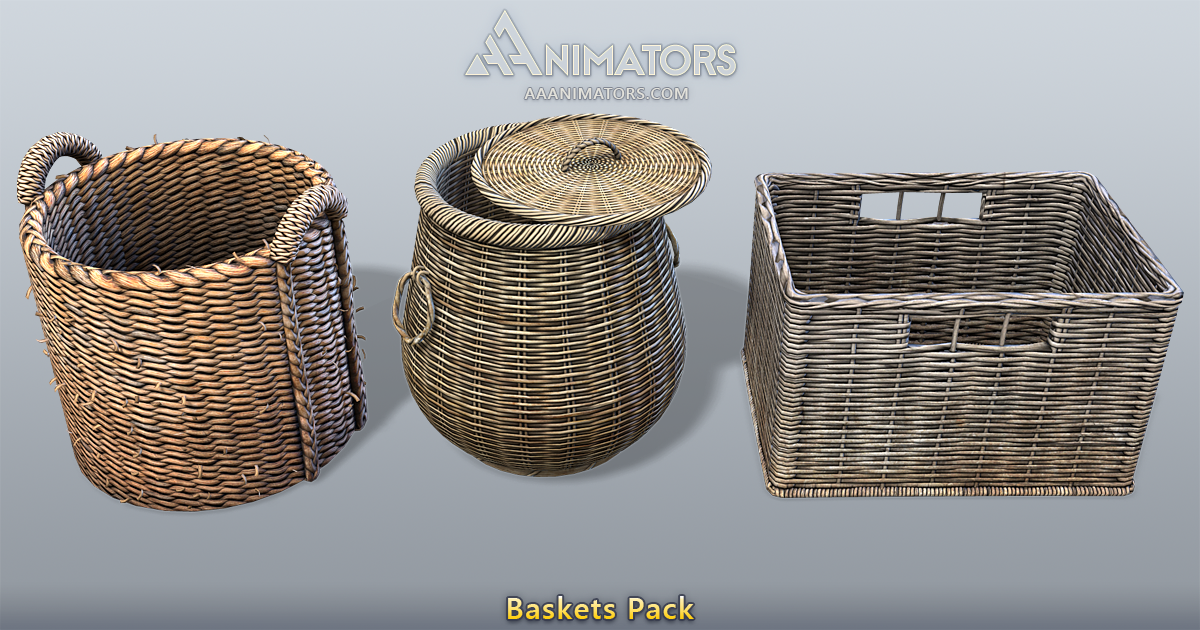 Low Poly Baskets pack | 3D Food | Unity Asset Store