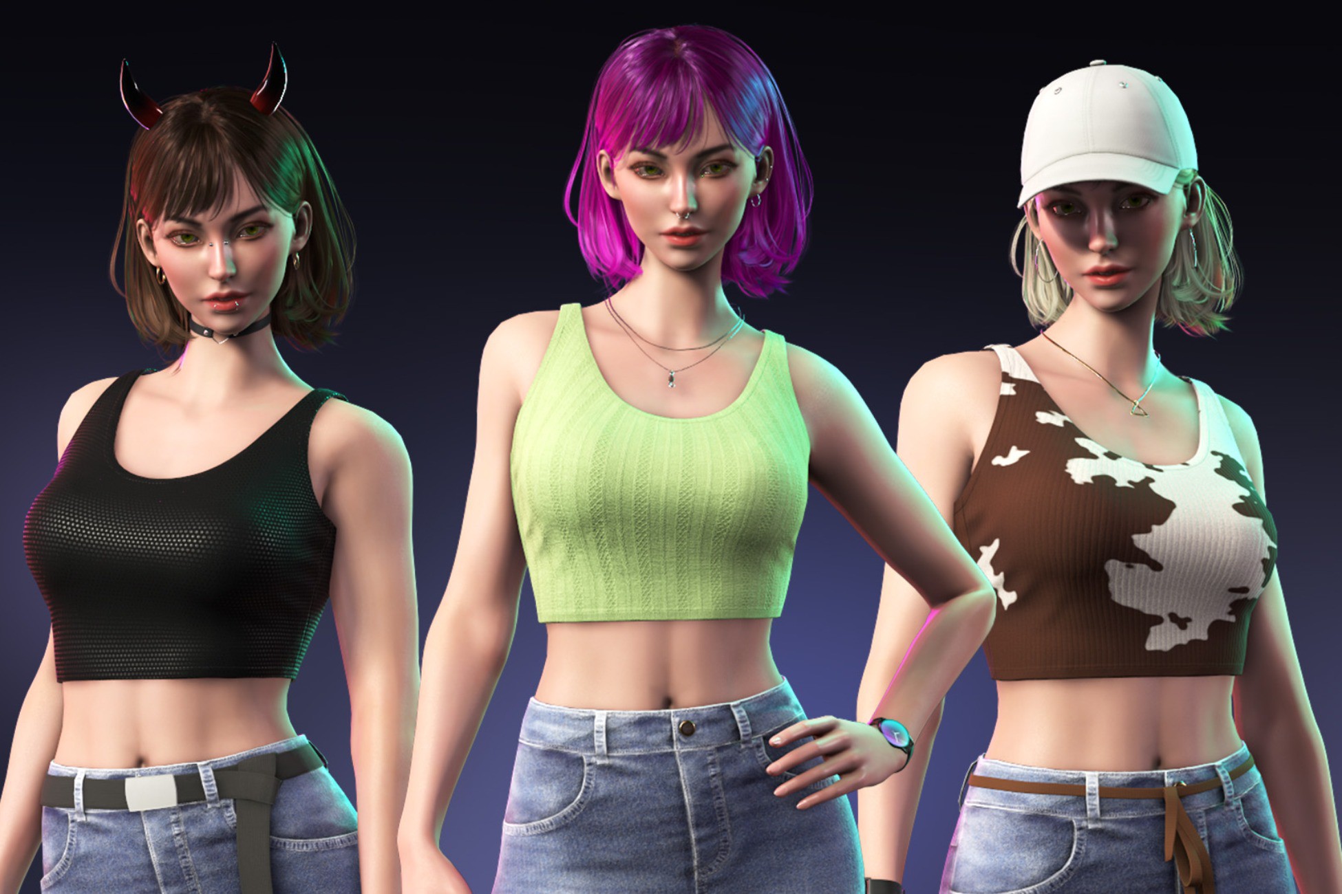 Streetwear Girl 1 - Casual Wear Girls Pack 1 | Characters | Unity Asset ...