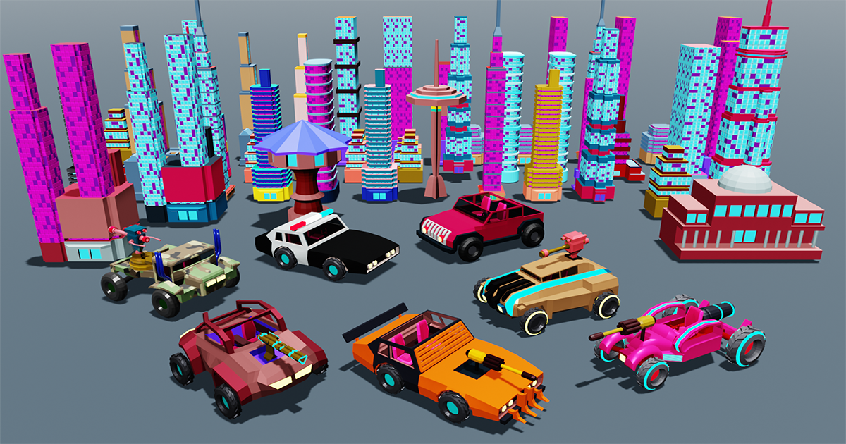 city cars low poly | 3D Sci-Fi | Unity Asset Store
