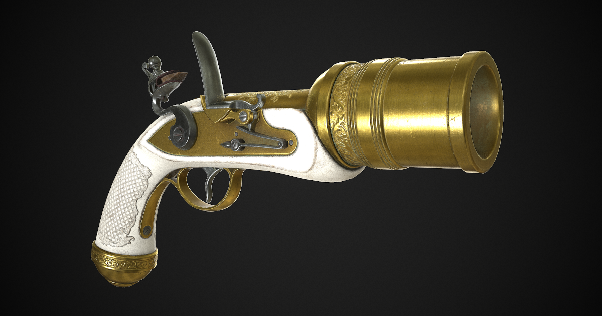 Flintlock Grenade Launcher 01 White | 3D Guns | Unity Asset Store