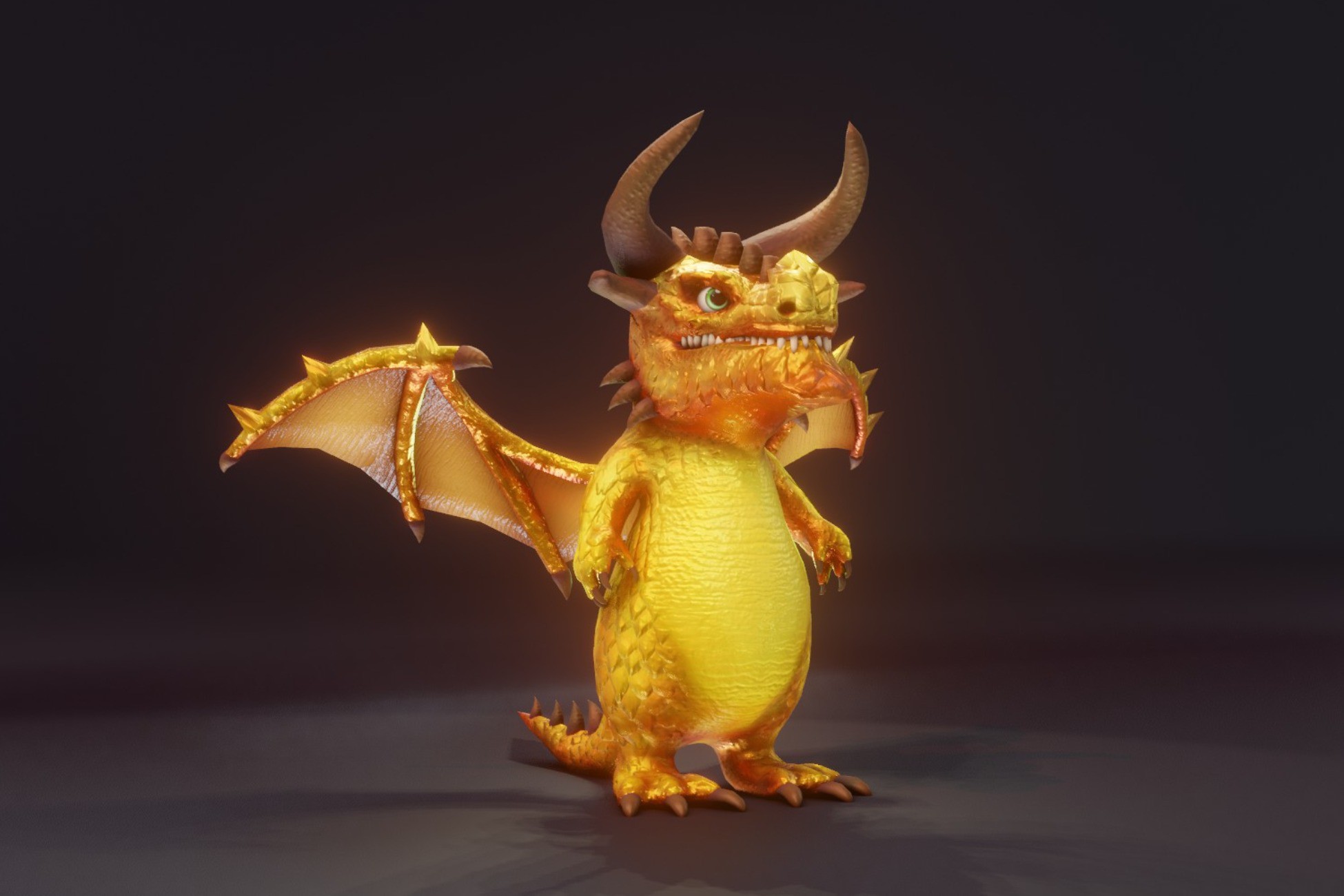 Stylized Topaz Dragon 3D Model (Low-Poly, Game-Ready, Animated, Built ...
